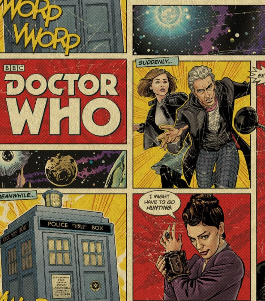 Doctor Who Comic Book Patch Fleece Fabric- 1 Yard 58"/60" Fleece Fabric