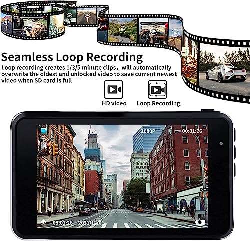 LAMONKE Dash Cam, 1080P Dash Camera for Cars with 4Inch LCD Display, Dash Cam Front with 170° Wide Angle, Loop Recording, Parking Monitor, WDR Night Vision, Support 64GB Max
