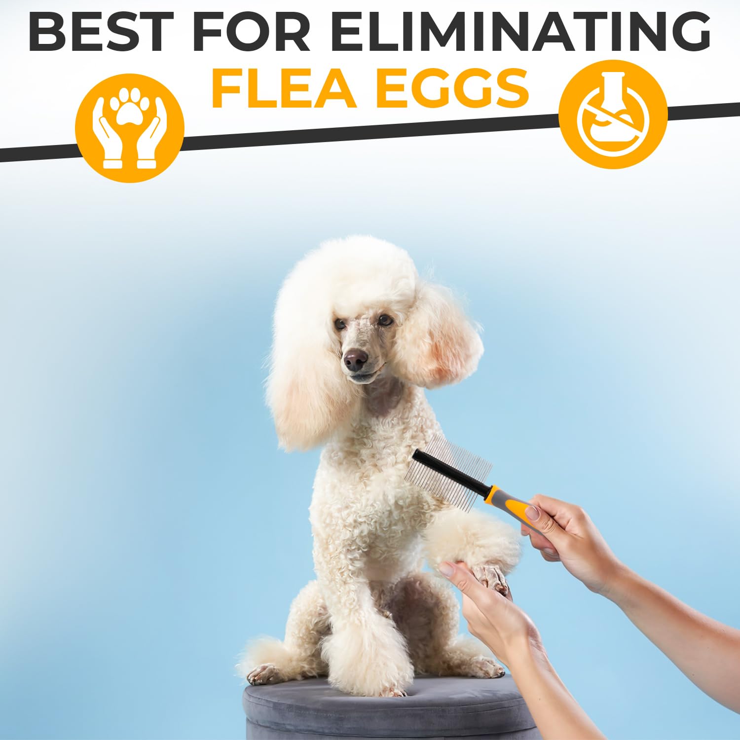 Precious Tails Double-Sided Pet Pin Comb - Dual-Action Flea Removal & Tangle-Free Grooming Tool for Dogs and Cats, Gentle on Skin, Ideal for All Fur Types