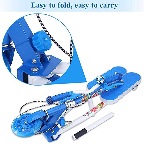 DSHUJC Folding Kick Scooter, Kids 3 Wheel Scooter, Tri Push Swing Scooter, with PU LED Flashing Wheels and Music Footboard, for Ages 4-16 Kids