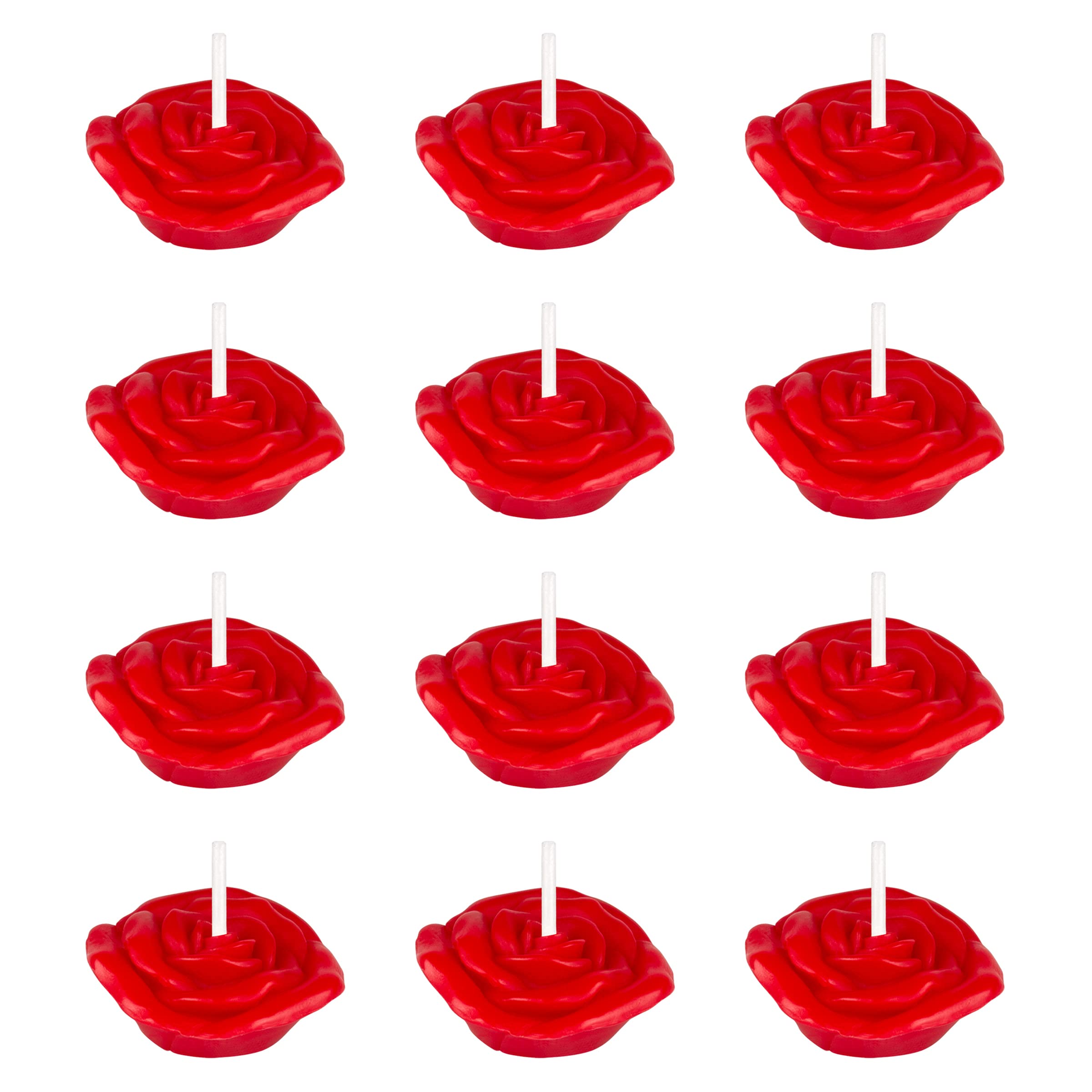 Mega Candles 12 pcs Unscented Red Floating Rose Petals Flower Candle, Hand Poured Paraffin Wax Candles 1.5 Inch Diameter, Home DƩcor, Wedding Receptions, Baby Showers, Birthdays, Parties & More