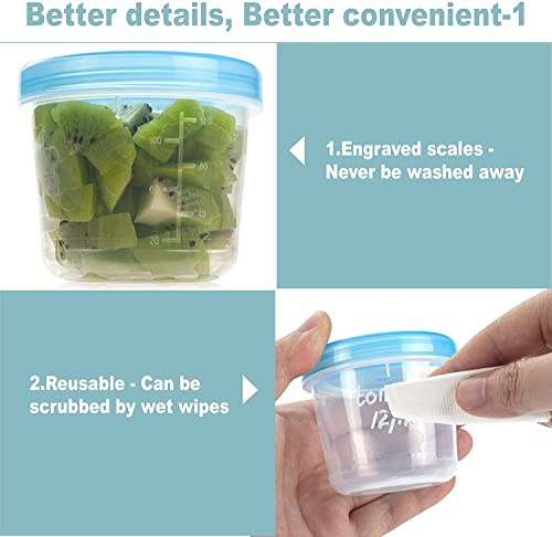 Mosville Small Containers with Lids - 6 Sets, 4 OZ Reusable and Leak Proof Salad Dressing Container and Condiment Containers, Baby Food Storage Containers Microwave & Dishwasher Safe…
