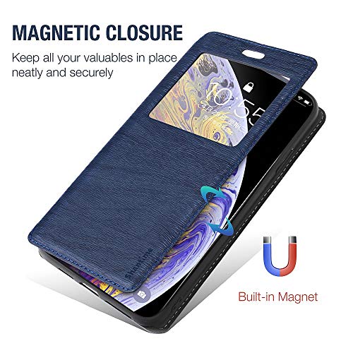 Shantime for Infinix Note 30 5G Case, Wood Grain Leather Case with Card Holder and Window, Magnetic Flip Cover for Infinix Note 30 5G (6.78β) Blue