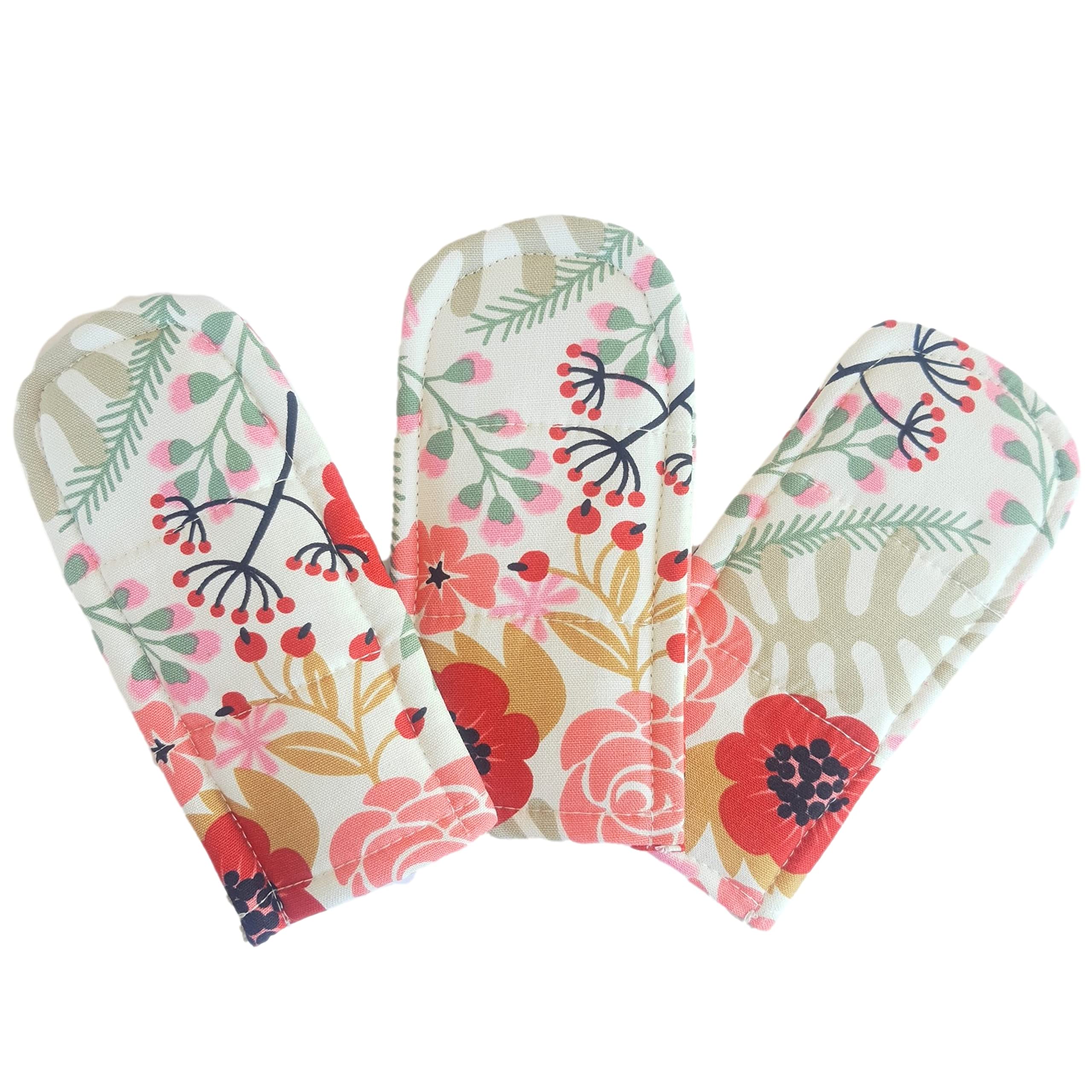 CUSHYSTORE 3X Pan Handle Holder Cover Canvas Holders Heat Resistant Anti-Scalding Protector (Sweet Exotic Flower)