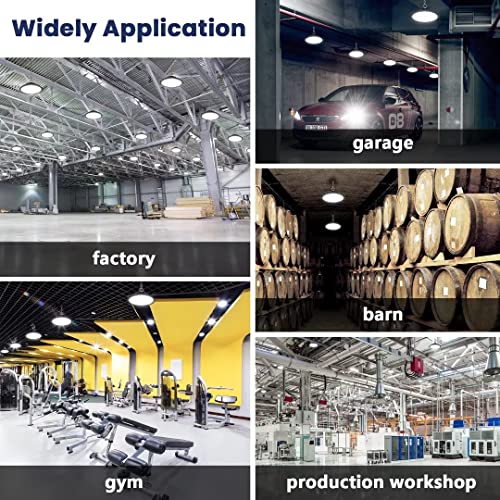 Royana 20 Pack 100W LED High Bay Light, 110V LED Shop Lights, 6000K 10000LM UFO Warehouse Light, with 5ft Cable US Plug, Hook Mount, Garage, Factory, Warehouse, Workshop, Area Light