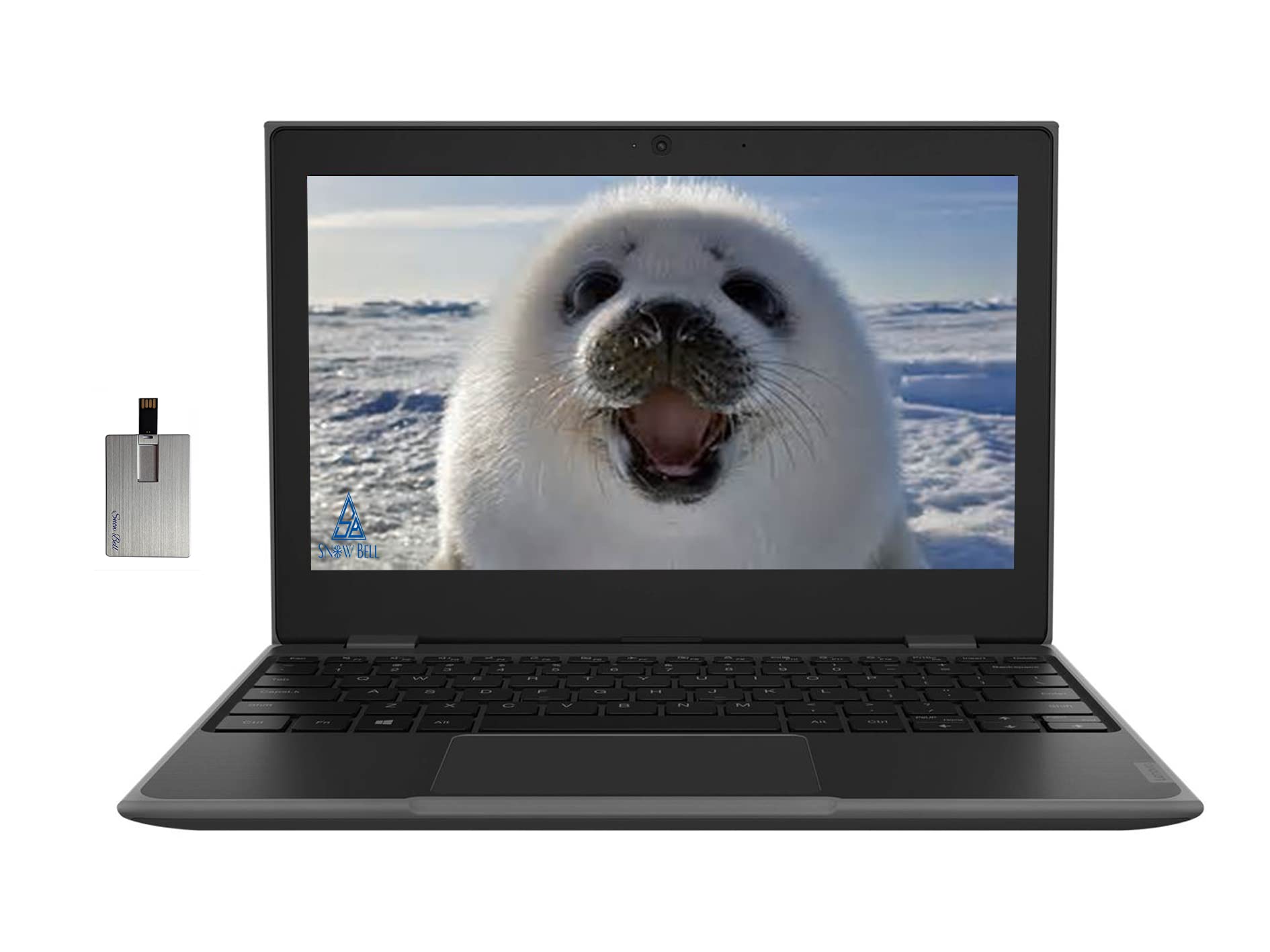 Lenovo 2022 100e 2nd Gen AST 11.6" HD Laptop, Intel Celeron N4020 Processor, 4GB RAM, 128GB eMMC, HD Webcam, Intel Integrated Graphics, Windows 10 Pro, Black, 32GB Snow Bell USB Card