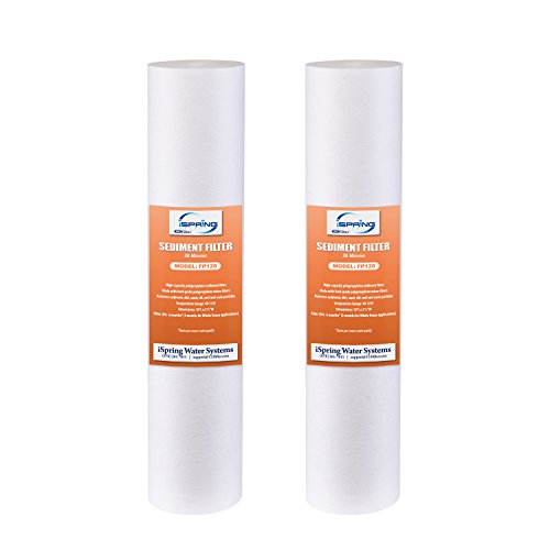 iSpring 10"x2.5" Multi-Layer PP FP120X2 Universal Sediment Filter Cartridges 20 micron 2-Pack White