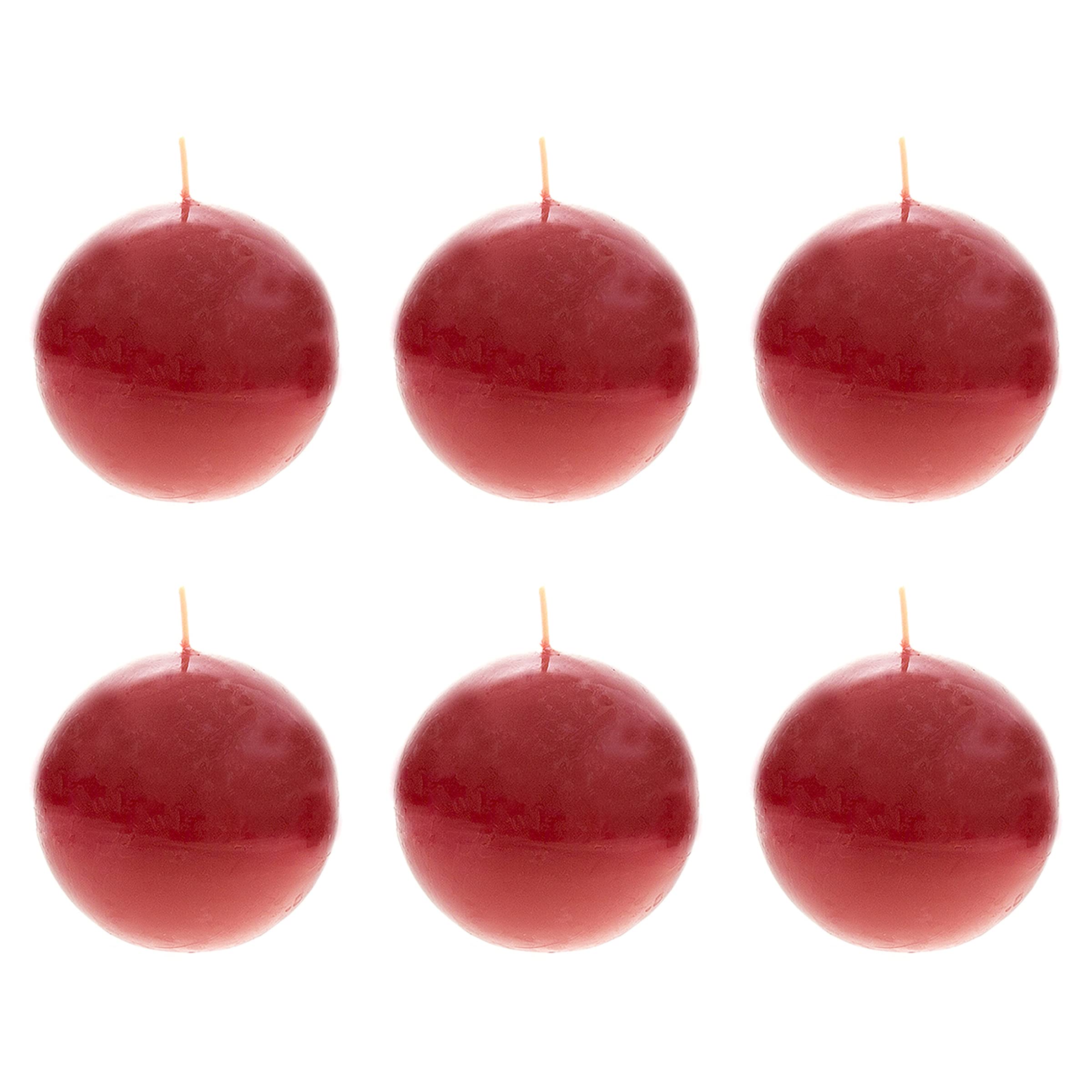 Mega Candles 6 pcs Unscented Red Round Ball Candle, Hand Poured Premium Wax Candles 3 Inch x 3 Inch, Home Décor, Wedding Receptions, Baby Showers, Birthdays, Celebrations, Party Favors & More