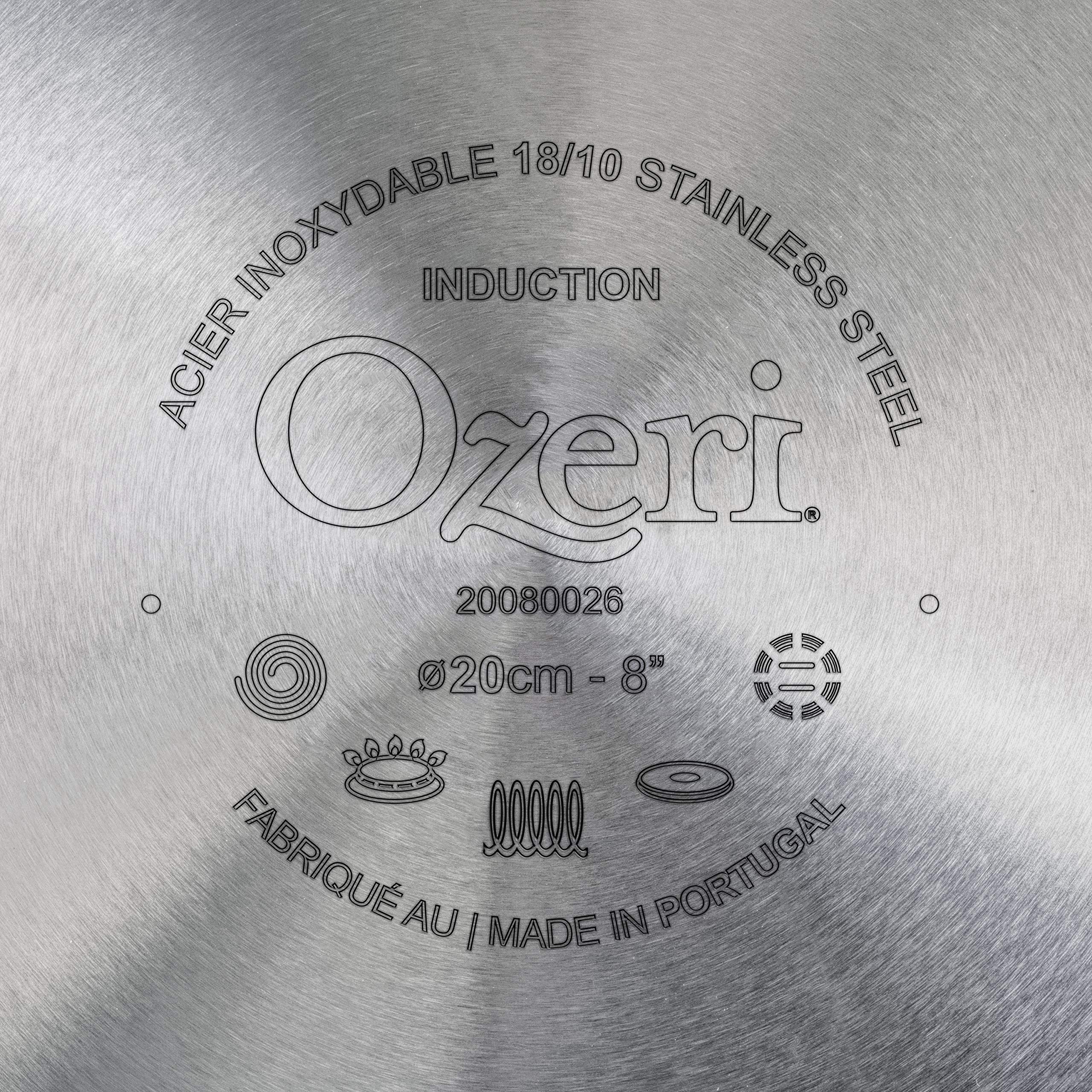 Ozeri 12" Professional Series Stainless Steel Frying Pan, 100% PTFE-Free Restaurant Edition, Made in Portugal