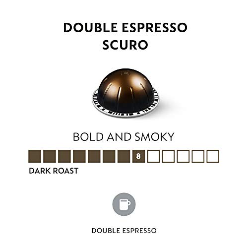 Nespresso Capsules VertuoLine, Dark Roast Coffee & Espresso, 40 Count Coffee & Capsules VertuoLine, Double Espresso Scuro, Dark Roast Espresso Coffee, 30 Count Coffee Pods, Brews 2.7oz
