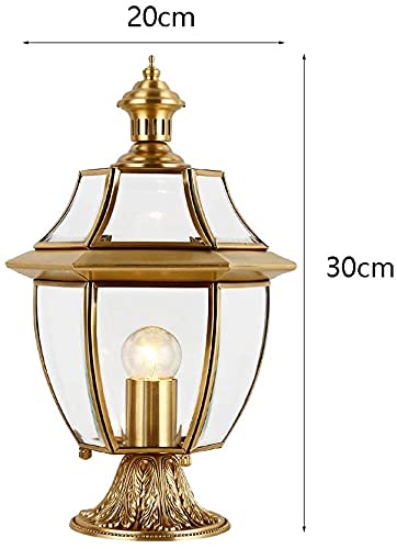 zeyujie Park Roadside Lawn Lamp American Mini Light Luxury Outdoor Column Lamp Full Bronze Waterproof Column Head Lamp Home Courtyard Fence Lamp Post Garden Decoration E27 Column Lamp