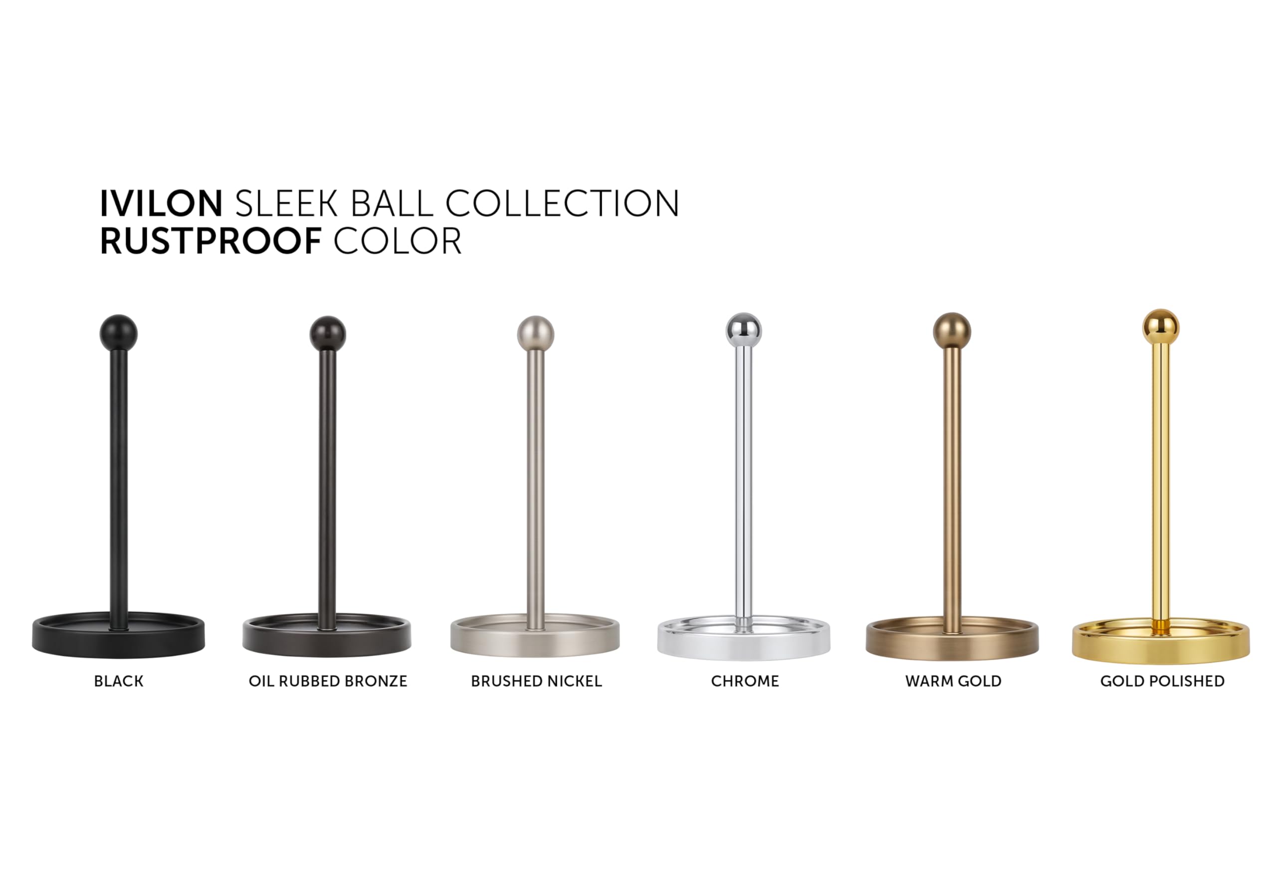 Ivilon Countertop Paper Towel Holder - Modern Sleek Ball Minimalist Design - Color Brushed Nickel