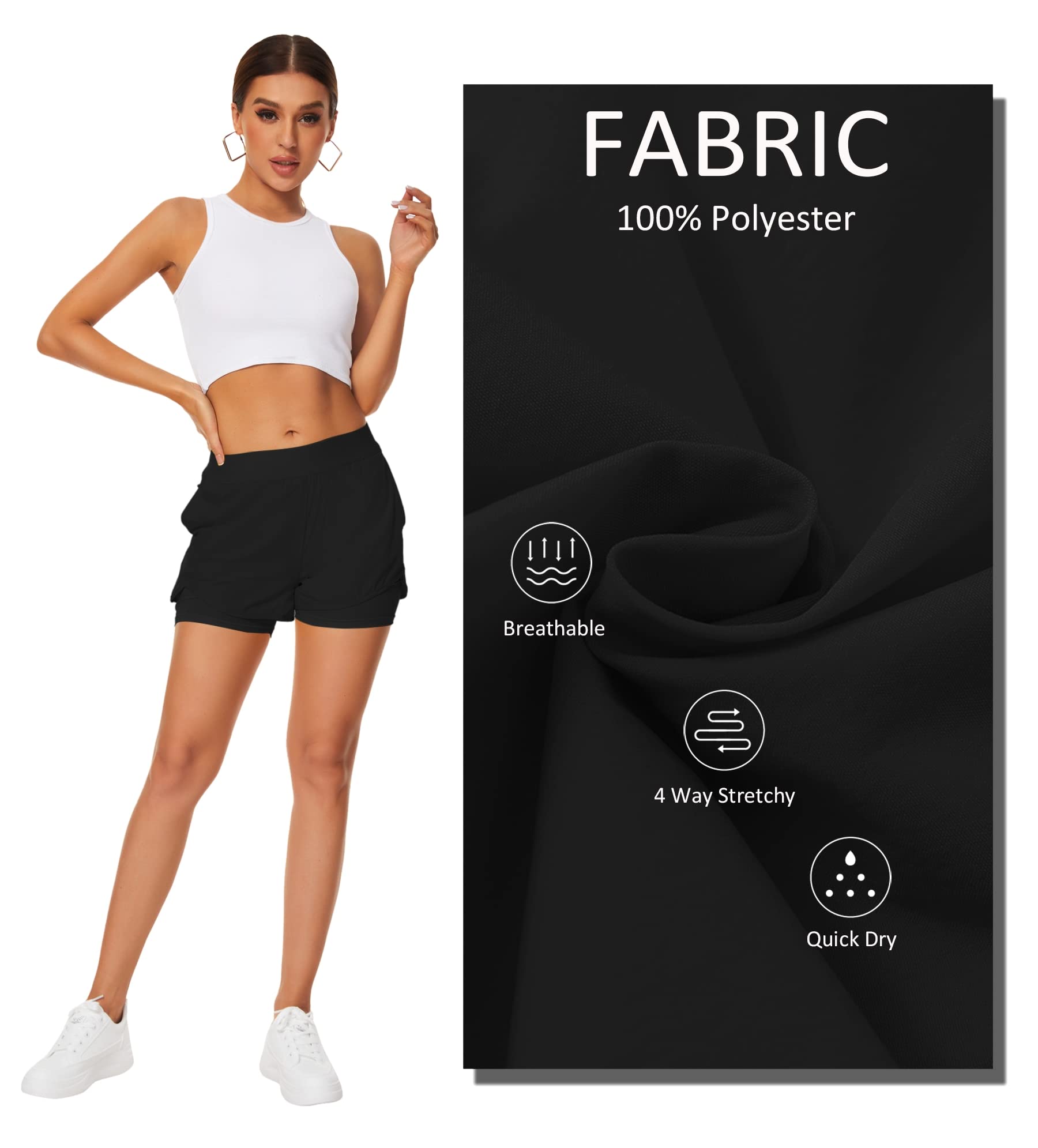 Custer's Night Womens High Waisted Running Shorts Quick Dry Athletic Workout Shorts with Pockets Black M