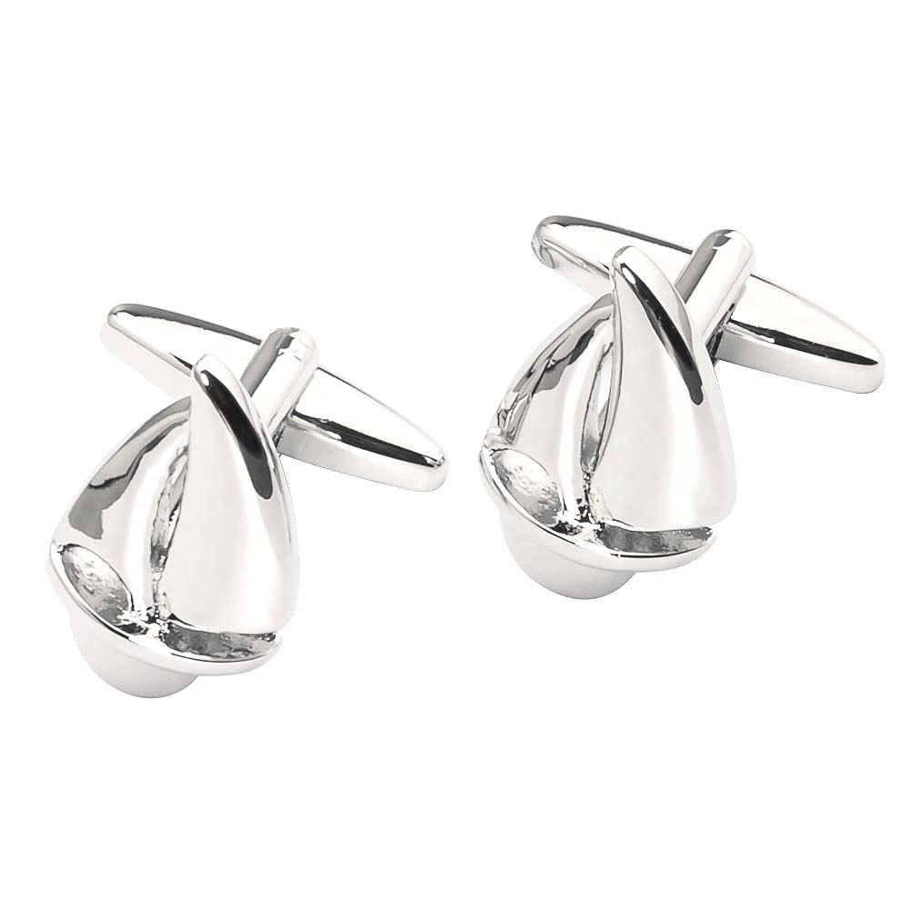 Fun Sailboat Shape Glossy Metal Cufflinks Men's French Shirt Cuff Button Cuff Studs