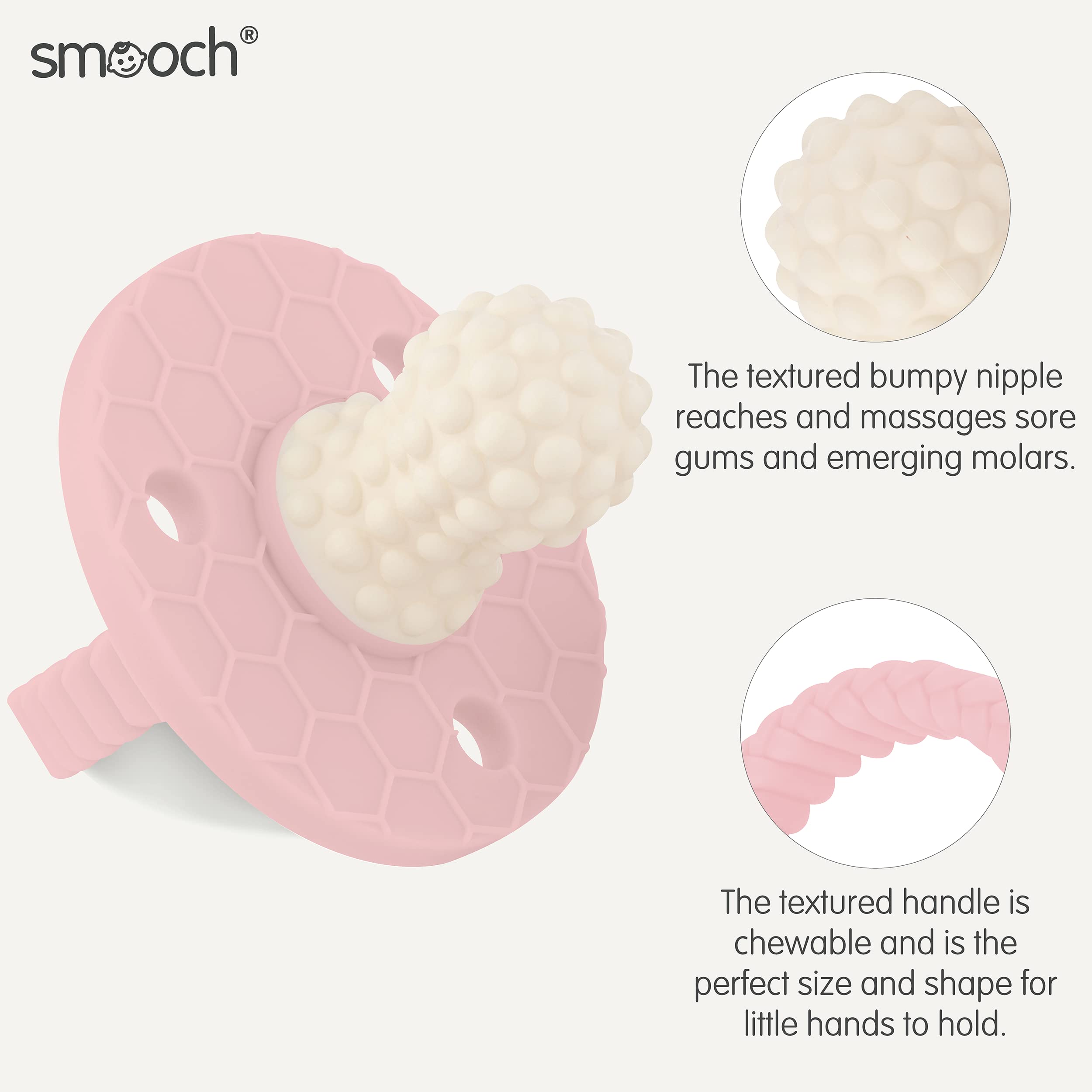 Soothipop Silicone Pacifier Teething Toys for Babies 0-6 Months 12, 18 Months - (2 Pack) Pacifier Shaped Baby Teether, Soft Teething Pacifiers for Babies Baby Teething Relief Bear (Mint & Cream)