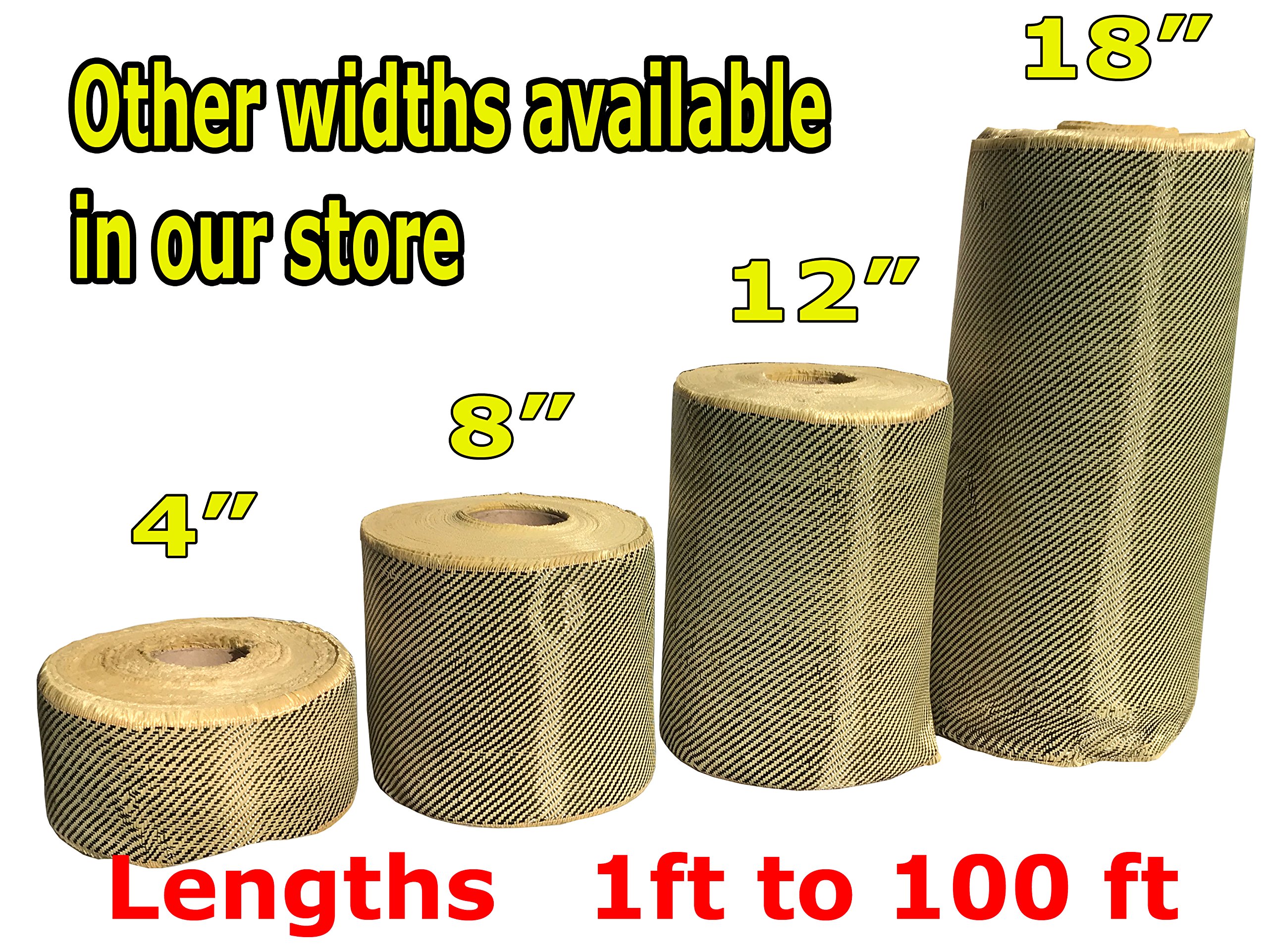 Kevlar Fabric - (YEL-Blk 5 ft x 1 Meter) 2x2 Twill WEAVE-3K/200g