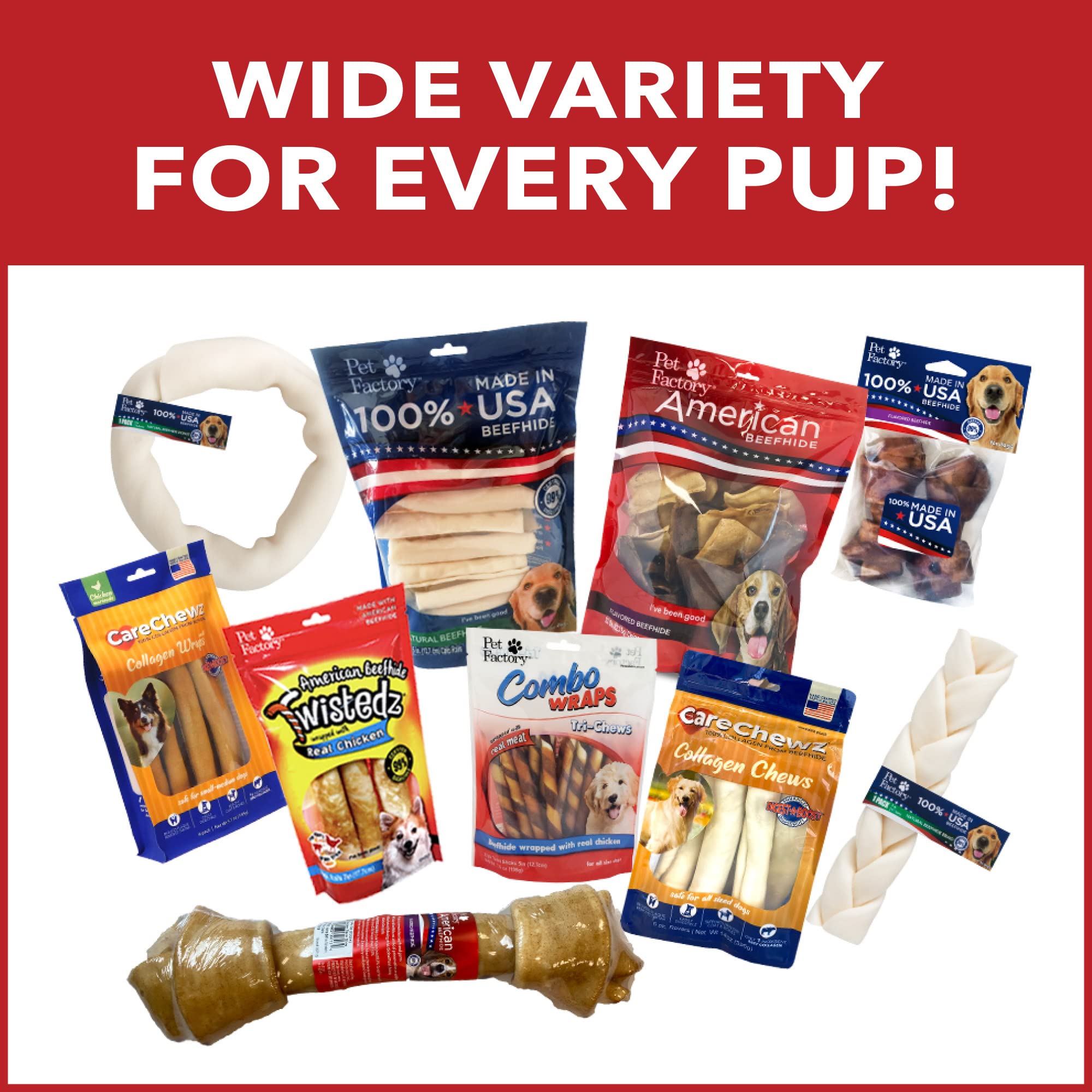 Pet Factory American Beefhide 21" Knotted Bone Dog Chew Treat - Chicken Flavor, 1 Count/1 Pack