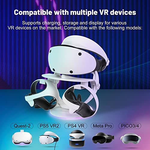 LanPavilion Charging Stand for Oculus Quest 2/Meta Quest 2 Headset, PSVR2 Controllers - Stylish Black Hole Design with RGB Lighting, Compatible with Quest 2, PS VR2, Meta Quest Pro, Pico 4