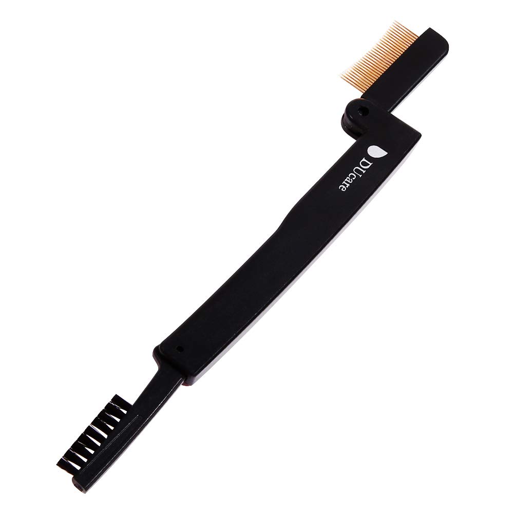 DUcare Eyelash Comb Separator Duo Eyelashes Eyebrow Mascara Brush Applicator Eyelash Definer With Comb Cover Cosmetic Brushes Tool Black