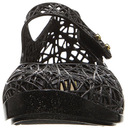 mini melissa Girl's Mini Campana Zig ZAG VI Mary Jane, Black Glitter, 5 M US Toddler