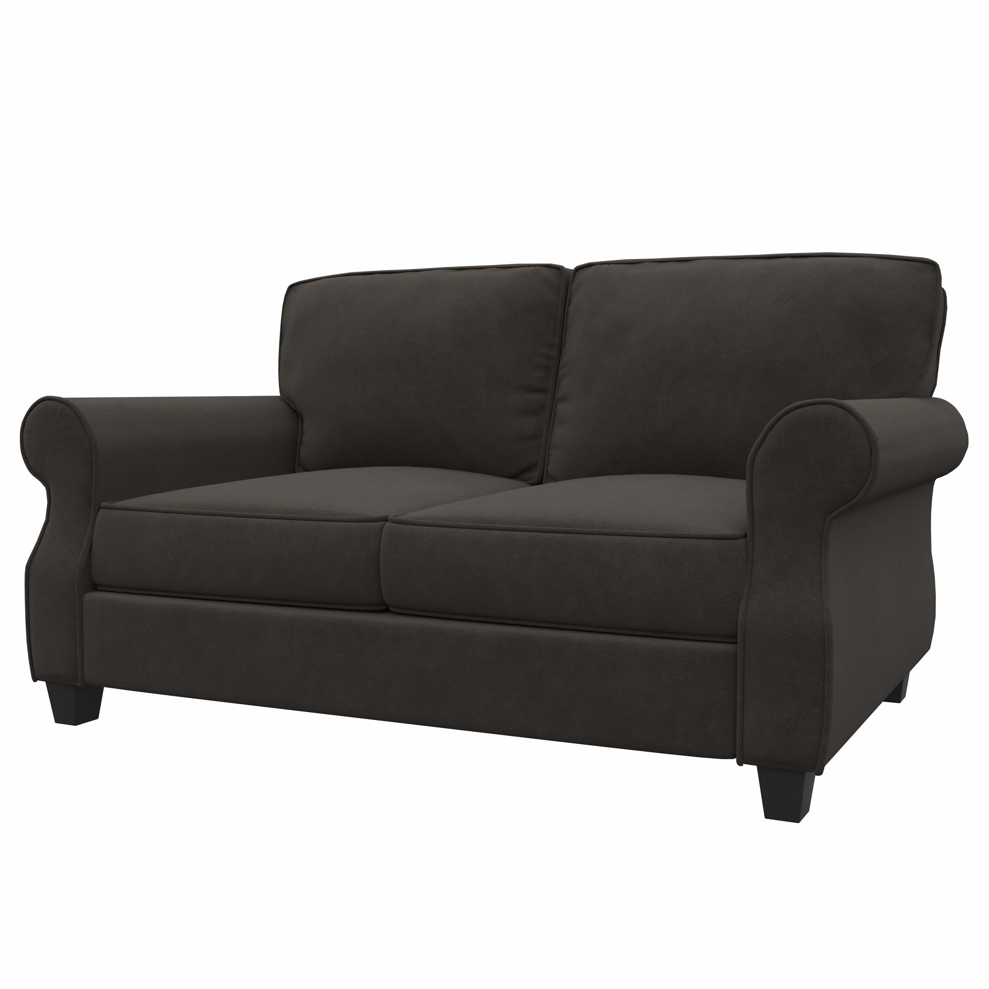 Loveseat Sofa - 56" Small Couch Mid Century Modern Flannel Love Sofas Small Space Saving Upholstered 2 Seater Love Seat Couches for Living Room Bedroom Home Office Apartment and Small Space,Brown