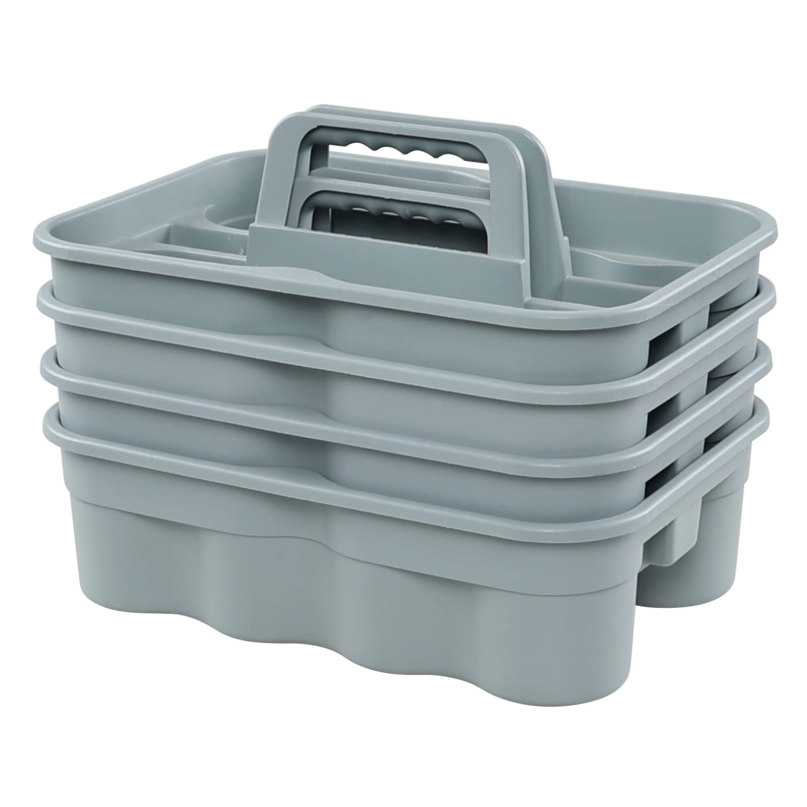 Melontray 6 Pack Plastic Cleaning Supply Caddy, Cleaning Caddy Organizer with Carry Handle, Gray