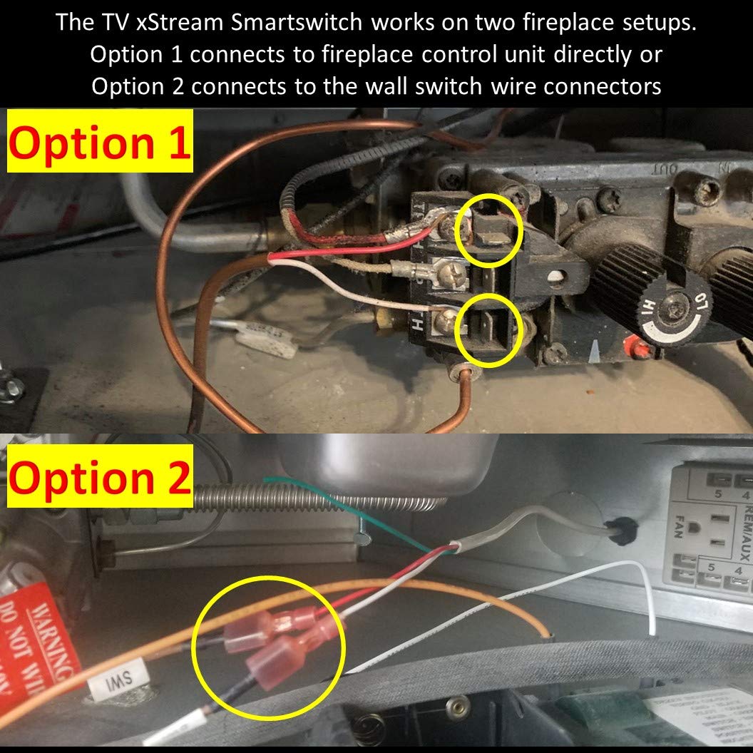 Fireplace Remote Control WiFi Smart Switch ON/Off to Voice Activated Fireplace - 2 Wire Quick Connect for Easy installation for Millivolt Gas Valve, Electronic Spark Ignitions. 2.4Ghz pairing ONLY