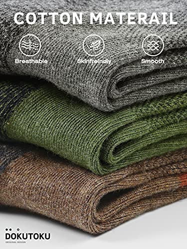 DOKUTOKU Men's Hiking Crew Socks Cushioned Moisture Wicking Athletic Boot Socks Outdoor,Trekking (DY41 Crew GR/CA/GREE)