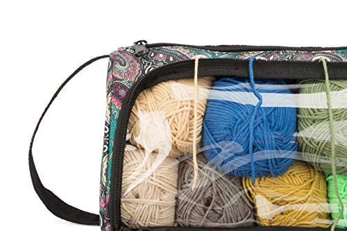 Pacmaxi Yarn Storage Knitting Organizer Carrying Yarn Holder Lightweight Yarn Storage Bag Portable Knitting Organizer for Cotton Yarns, Crochet Hooks, Knitting Needles(Up to 10 Inch)(Bag Only) (Blue)