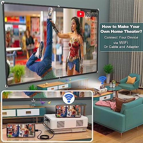 Mini Projector with WiFi, 2023 Upgrade 8500L Portable Projector, Support 1080P Outdoor Movie Projector Compatible with Android/iOS/Windows/TV Stick/HDMI/USB