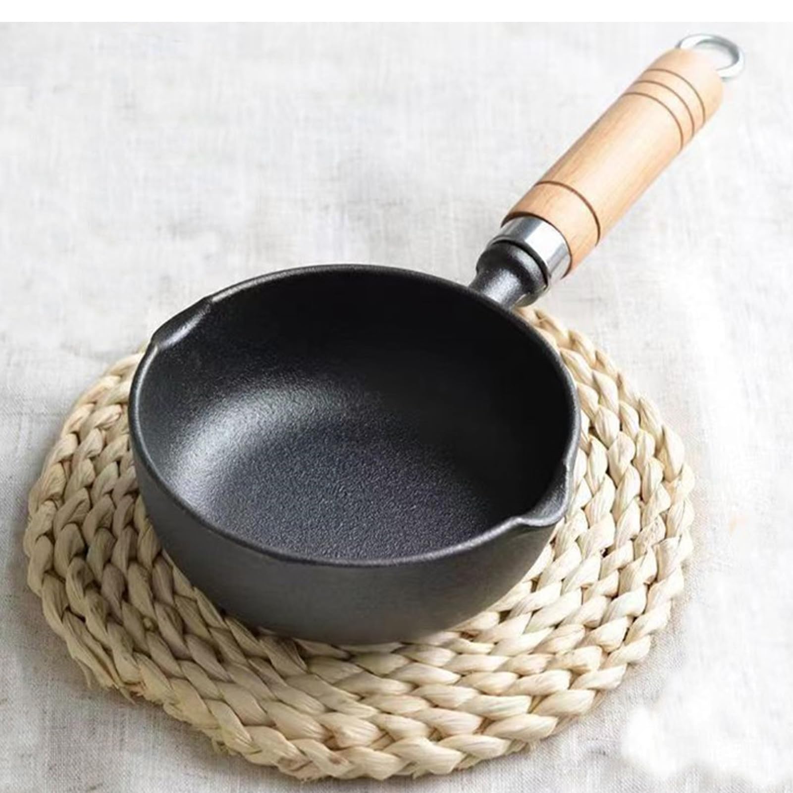 Melting Pot Cast Iron Sauce Pan, Multi Functional Cooking Even Heat Distribution Kitchen Cast Iron Butter Warmer Pot Baking Heating Holder Cheese Heating Pot