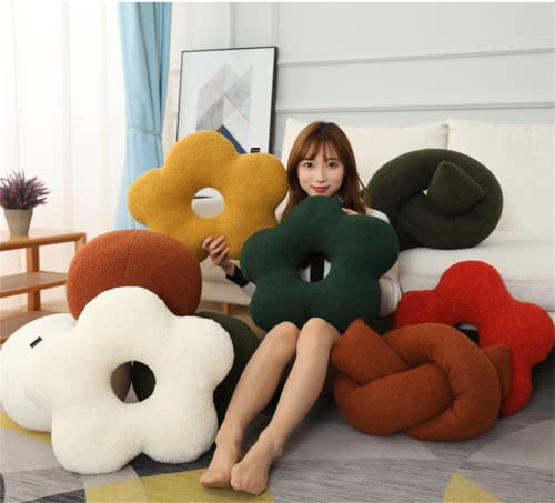 Mirgorlod Nordic Style. Solid Color Throw Pillows in Spherical and Flower Shapes. Sofa Cushion. Plush Throw Pillow. (Green Flowers, 17.7inch*17.7inch)