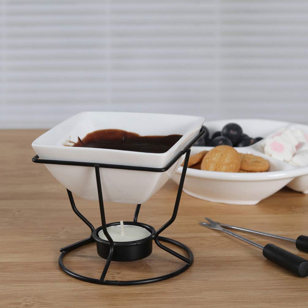 YARNOW 1 Set of Ceramic Butter Warmer Fondue Pot with Tealight Candle Chocolate Melt Pot Butter Cheese Melt Hot Pot for Cheese Chocolate