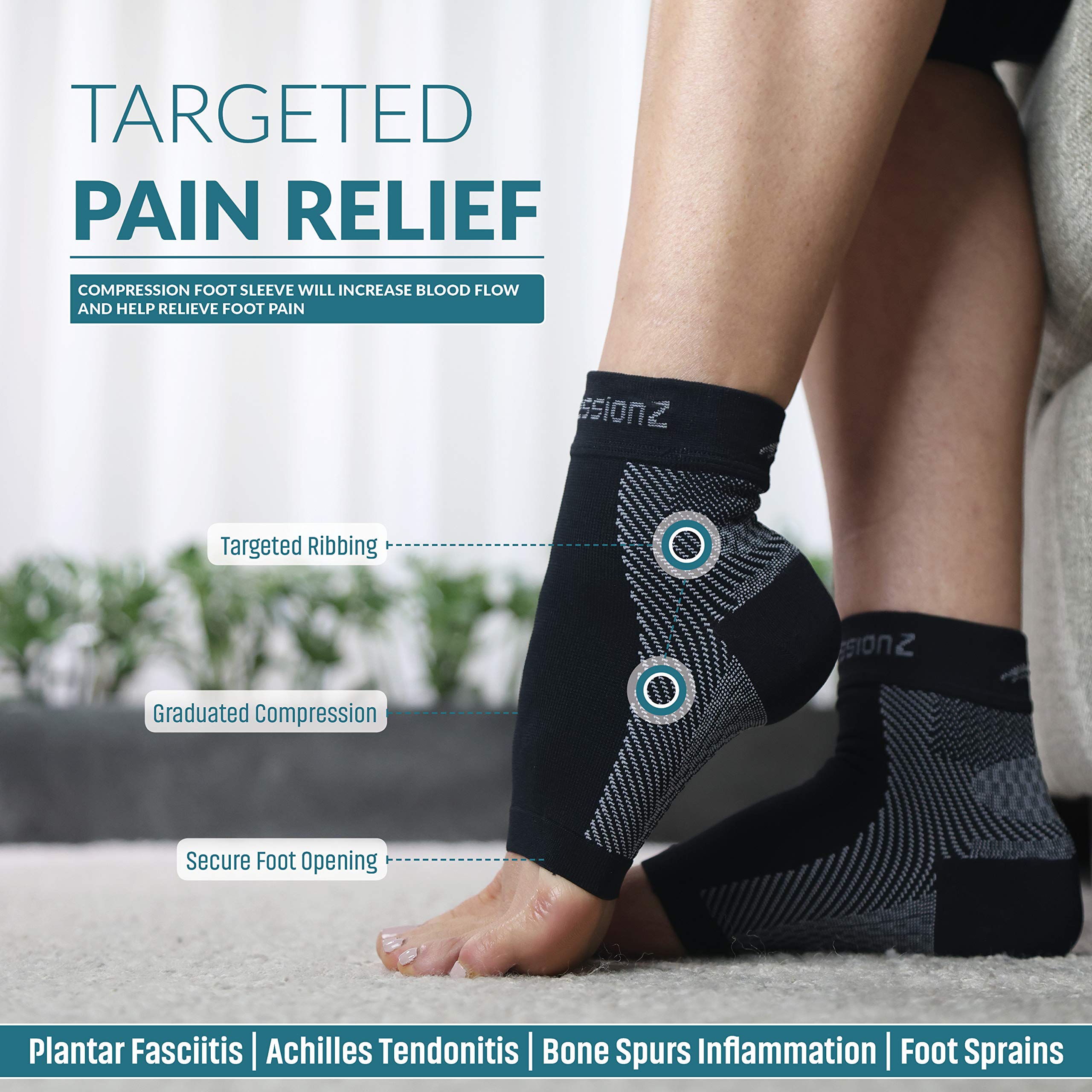 CompressionZ Plantar Fasciitis Socks - Compression Ankle Brace for Women - Ankle Support Men - Plantar Fasciitis Brace - Ankle Brace Compression Support Sleeve - Achilles Tendonitis Relief