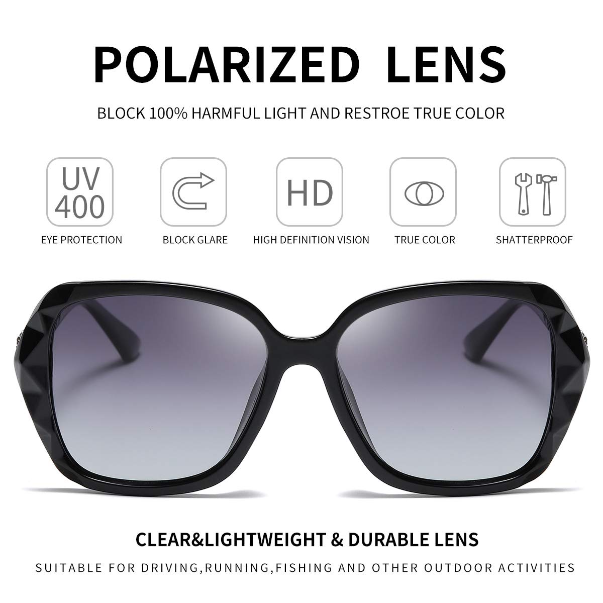 Dollger Oversized Polarized Sunglasses for Women Trendy Classic Ladies Sun Glasses UV400 Protection