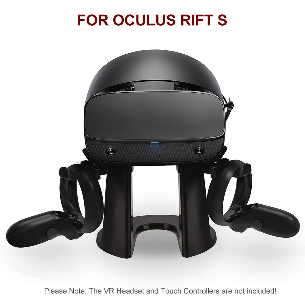 Denpetec VR Stand, Headset Display Holder for Oculus Quest 2 VR Headset Holder and Controller Mount Station for Oculus Quest 2/Rift/Rift S (Black Stand)