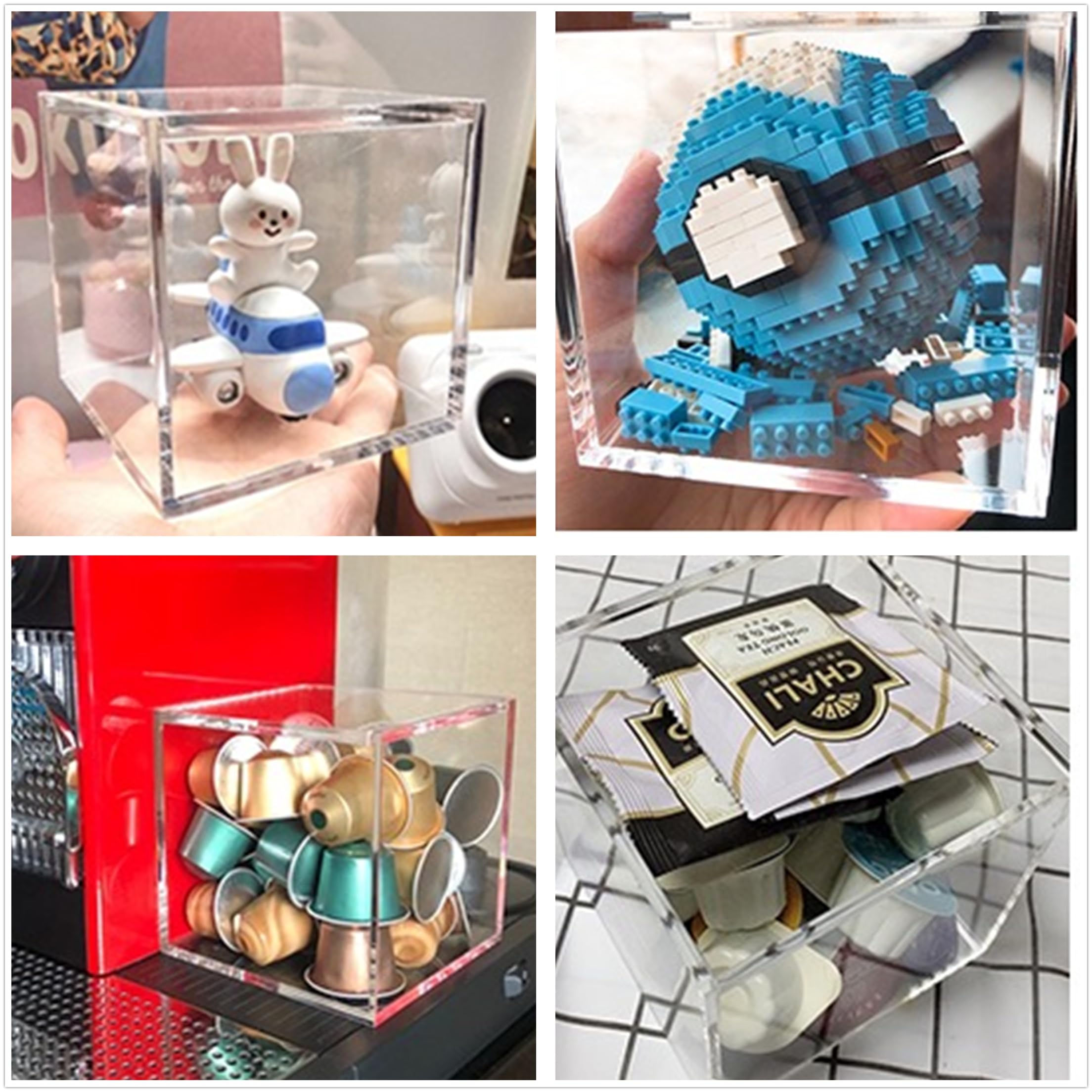 LOVPLAY Large Acrylic Storage Box Coffee Pod Holder Clear Acrylic Hinged Lid Box Organizers Accessories Anti Dust Durable Clear Acrylic Box for House and Office Use, Transparent Box