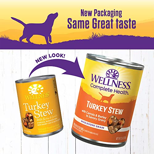 Wellness Thick & Chunky Natural Canned Dog Food, Turkey Stew, 12.5-Ounce Can (Pack of 12)