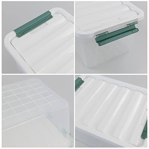 Ucake 25 Quart Plastic Storage Bins with Lids, Clear Plastic Latching Bins, Pack of 4