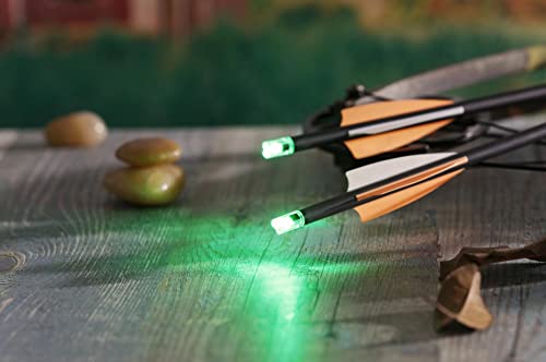 DEEPOWER Crossbow Lighted Nock with ON/Off Switch 4 Pack with .285β/.297β/.300β/.305β Bushings LED Nock Universal Fit for Bolts (Green)