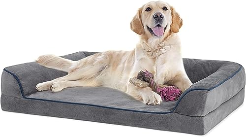Sicilaien Dog Beds for Extra Large Dogs, Orthopedic Sofa Dog Bed with Removable Washable Cover&Nonskid Bottom, 7" Thick Head and Neck Support Dog Ded for Comfortable Sleep