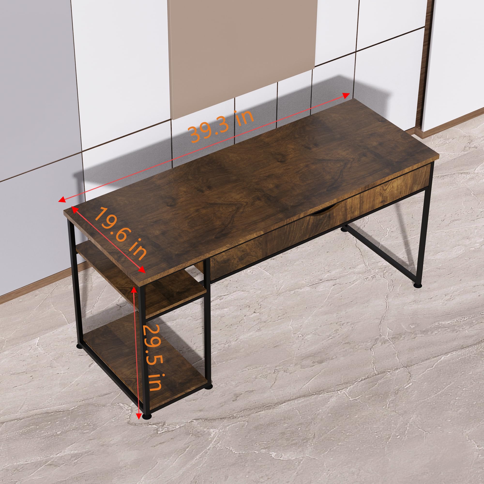 Computer Desk with Drawer 40 Inch, Home Office Small Desk Modern Simple Style Desk Study Student Writing Desk