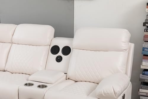 Kingway Inc Lionel Power Recliner Sectional Sofa, White