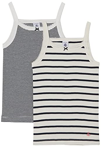Petit Bateau Girls' Striped Organic Cotton Vest Tops - 2-Pack Style A01F7 Sizes 2-18 Years (Size 4 Style A01F7) Multi