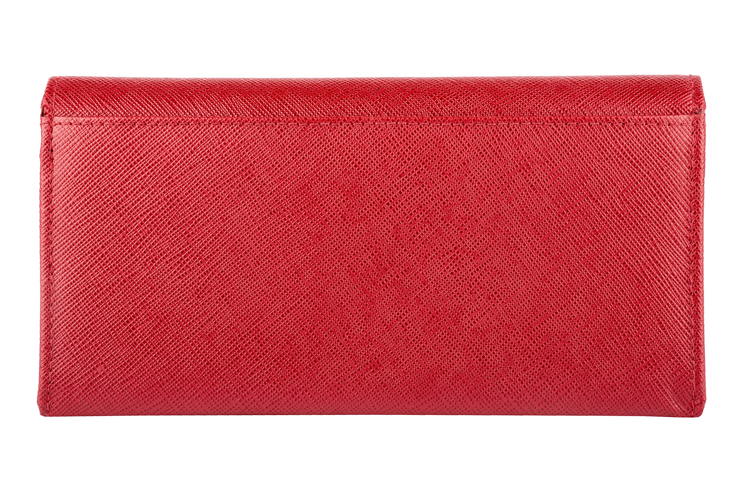 Zinda Genuine Leathers Women’s Wallet Long Purse Flap Over RFID Protection (Red)