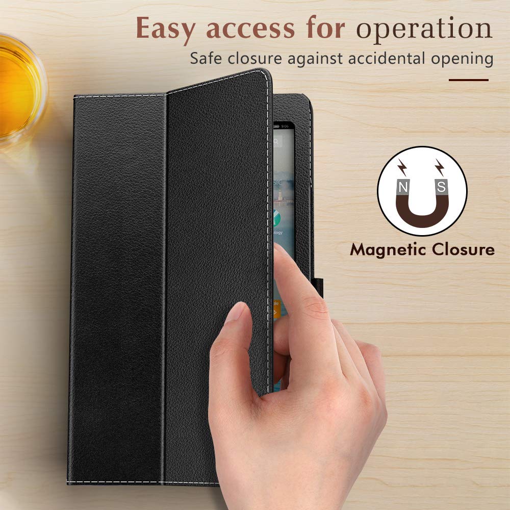 Dadanism All-New Amazon Fire HD 10 Tablet Case (9th Generation - 2019 Release) / (7th Generation - 2017 Release), Folio Cover Slim Stand for 10.1 Inch Cover - Black