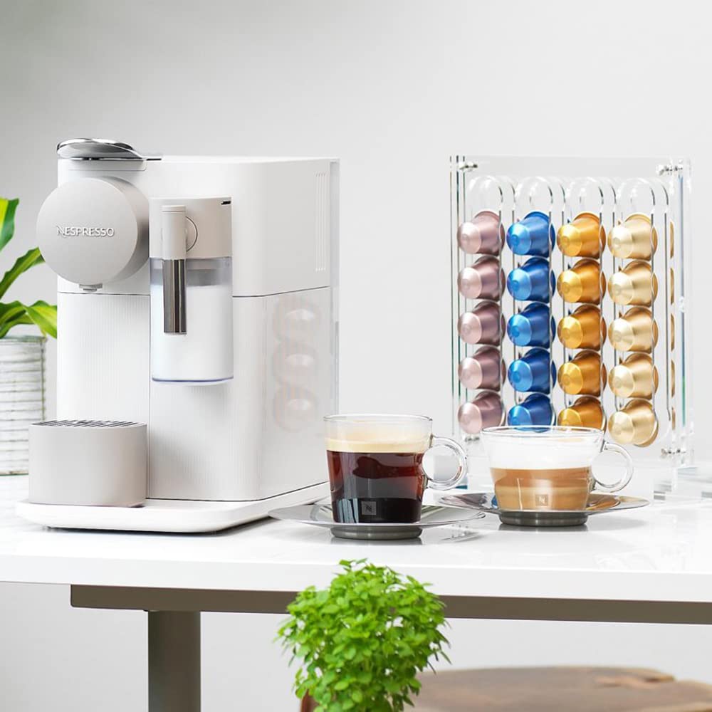 DuvinDD Coffee Pod Holder for Nespresso Original Line Capsule Holder Acrylic Magnetic Coffee Pods Organizer, Freestanding or Mounted on the Fridge, Hold 40 Capsule Pods Capacity Storage Rack
