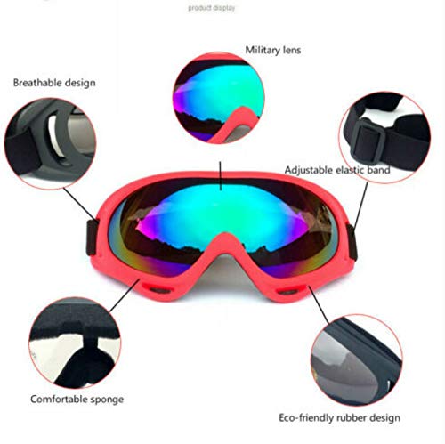 Cycling Cross Country Goggles Motorcycle Goggles ski Glasses Safety Protective Goggles (Black Frame Colourful)