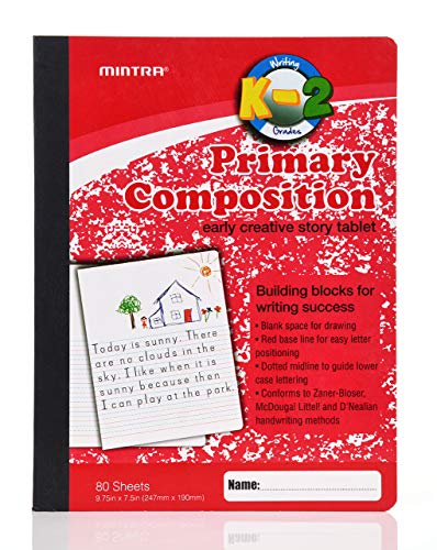 Mintra Office Primary Composition Books (4 Pack, Primary Ruled - Assorted)