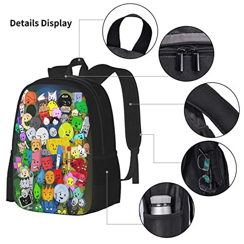 MXSLOVE Casual 2 Pieces Backpack Set, Battle for Bfdi Shoulder Bookbag Travel Bag with Lunch Tote